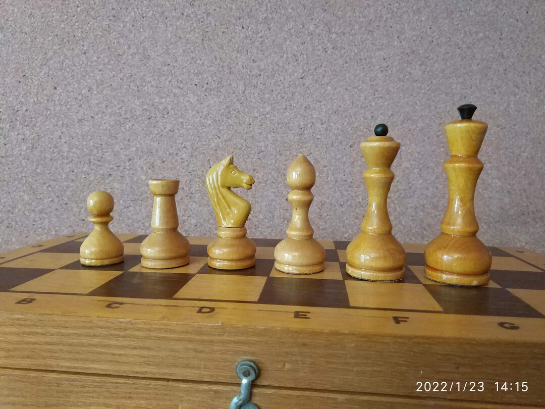 Vintage Soviet Chess Set Big Wooden Russian Chessmen USSR in - Etsy