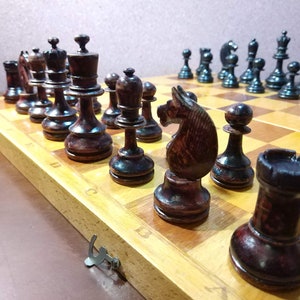Vintage Russian Chess Pieces Big Wooden Chessmen in the Board Gift - Etsy