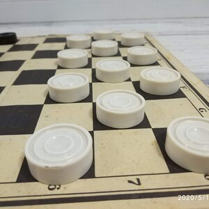 Soviet Vintage Carbolite Black White Pieces Checkers Set, Vintage ...