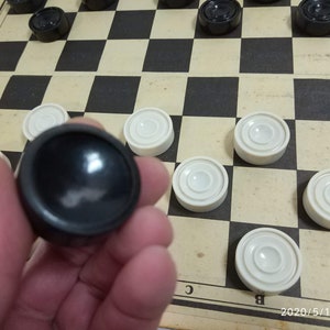 Soviet Vintage Carbolite Black White Pieces Checkers Set, Vintage ...