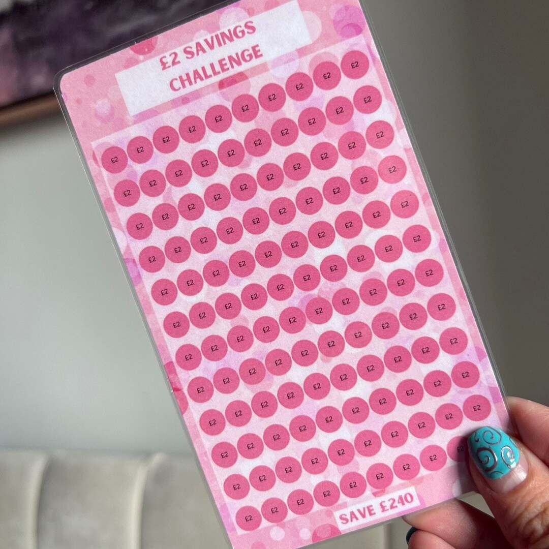 Two Pound Saving Challenge Laminated Pretty Pattern - Etsy UK