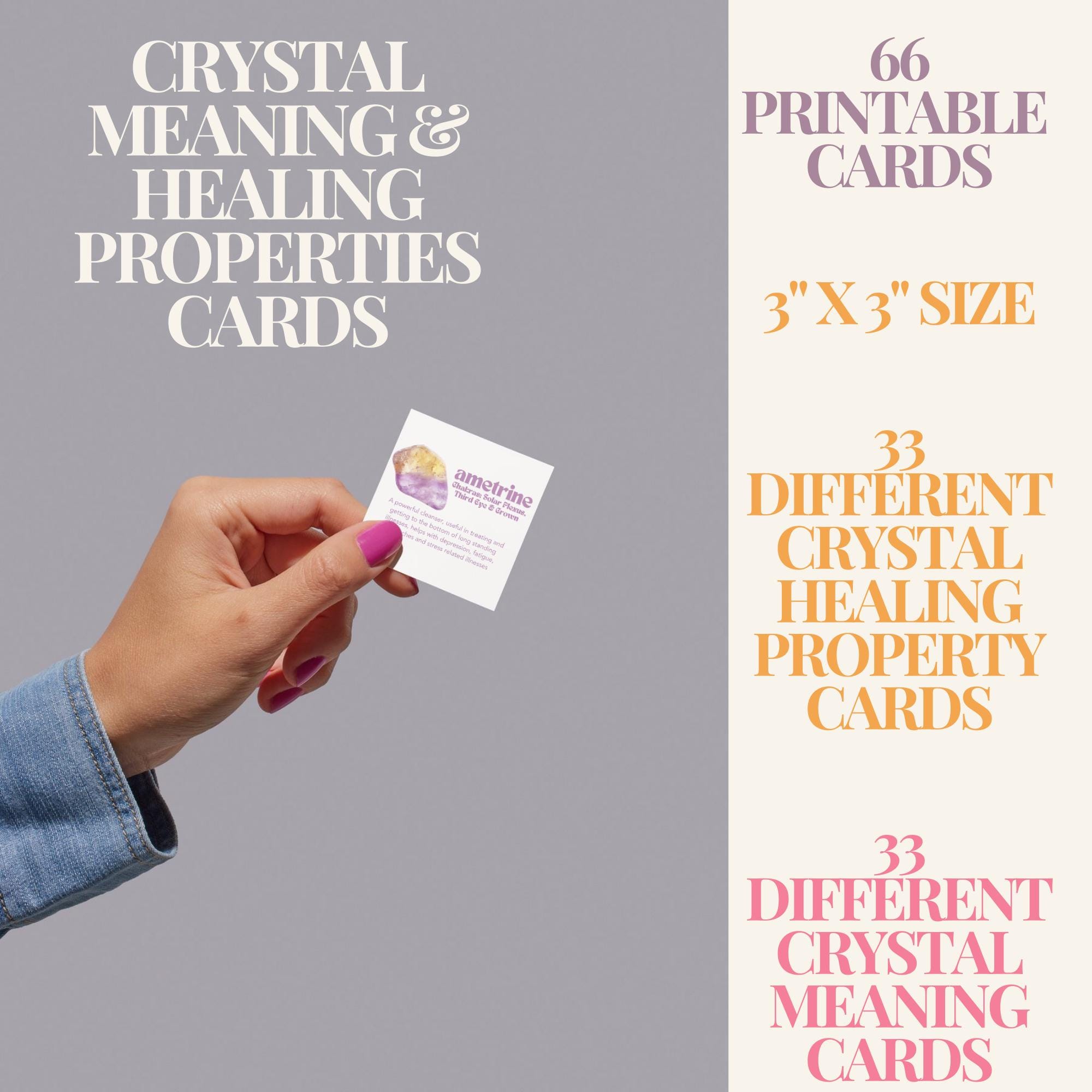 Crystal Meaning & Healing Properties Digital Download Cards | Printable ...