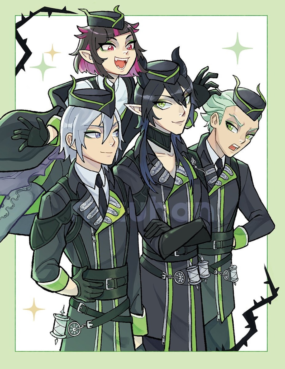 TWISTED WONDERLAND Diasomnia Lilia Silver Malleus Sebek 8.5x11" Art ...