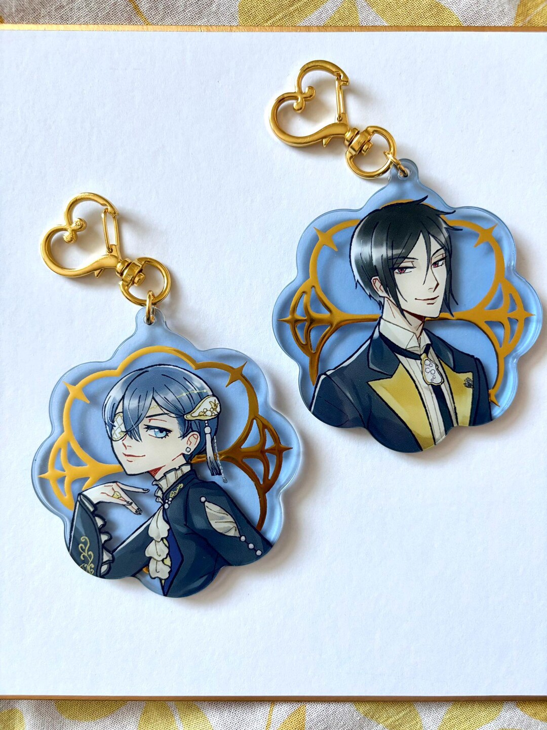 BLACK BUTLER/KUROSHITSUJI Gold Foil Charms/keychains - Oyster Sebastian ...