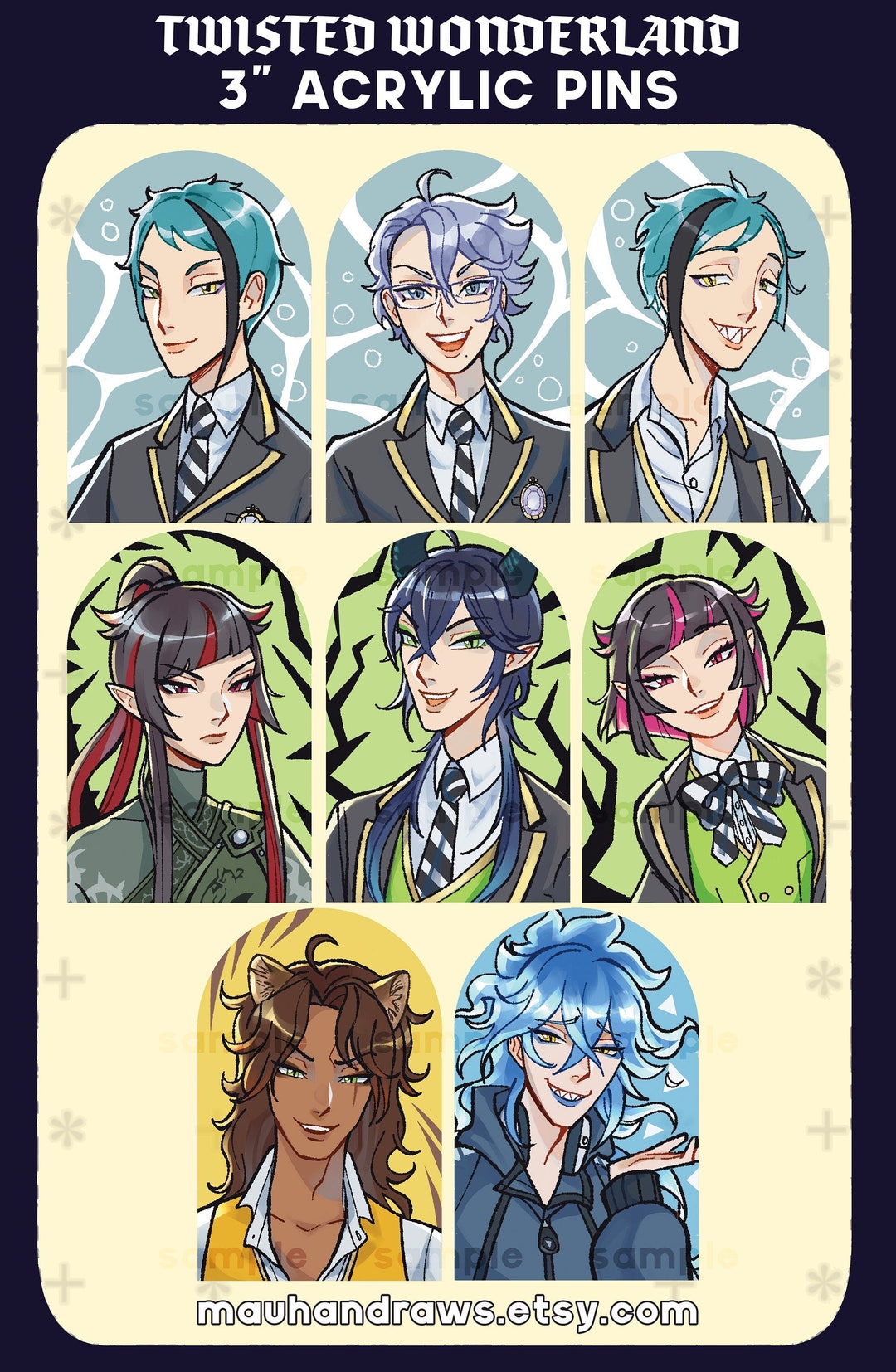 TWISTED WONDERLAND Translucent 3" Acrylic Pins - Etsy