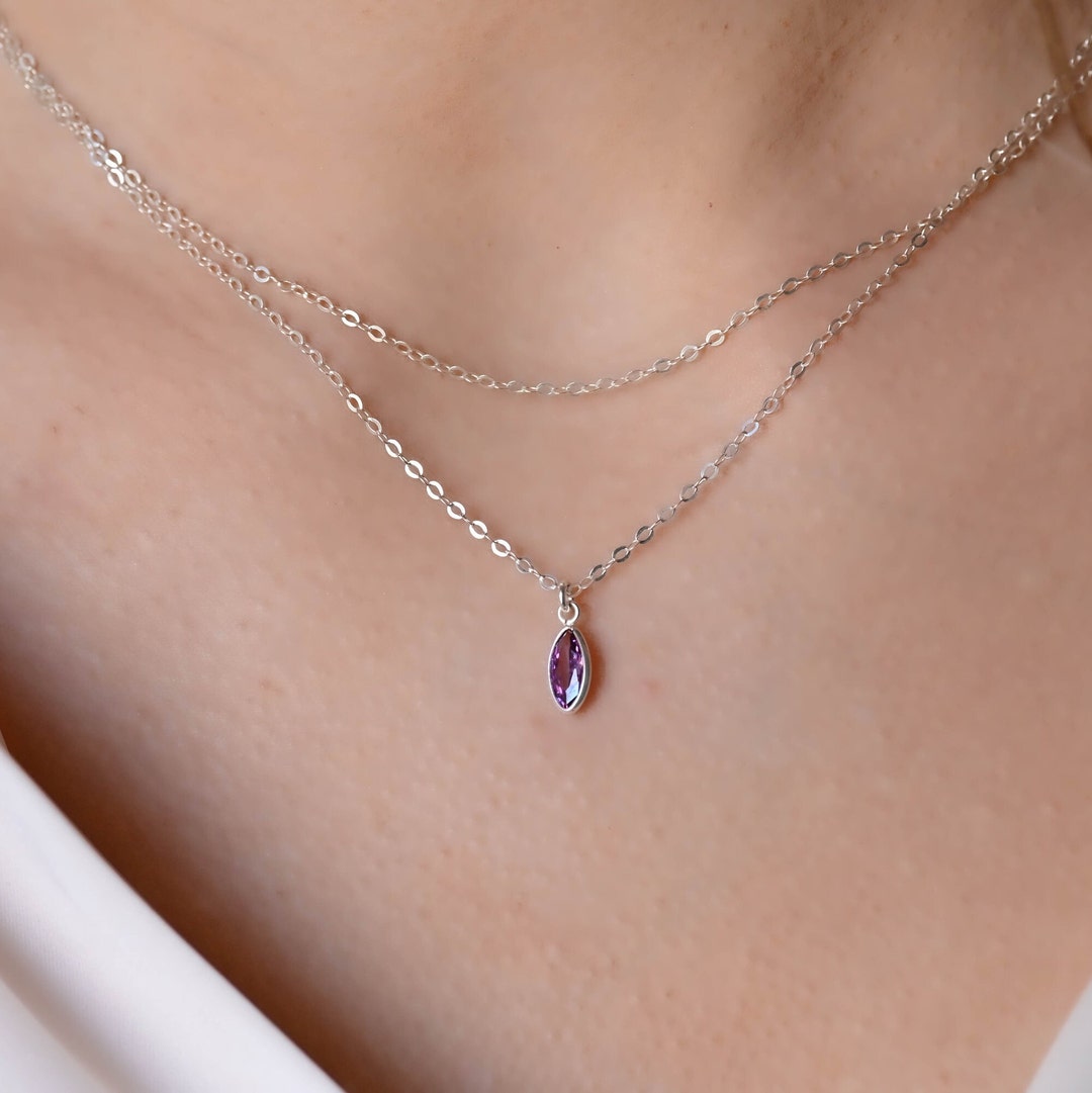 Dainty Double Layer Silver Necklace, Layered Silver Necklace Set ...