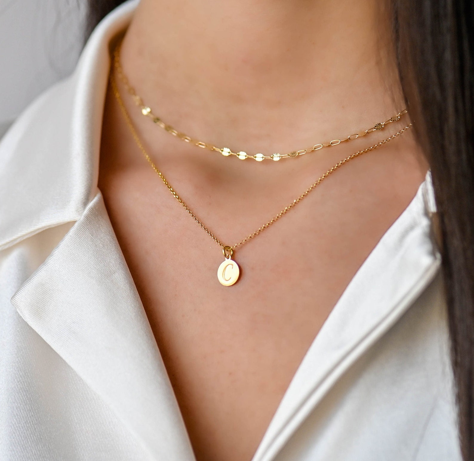Dainty Layered Initial Necklace Set Necklaces for Women Gold - Etsy