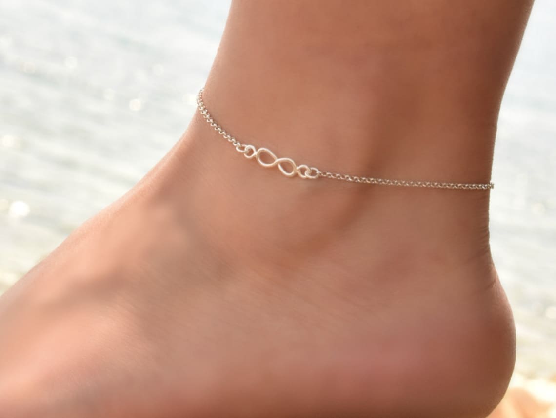 Infinity Anklet Anklet Delicate Anklet Bracelet Sterling - Etsy