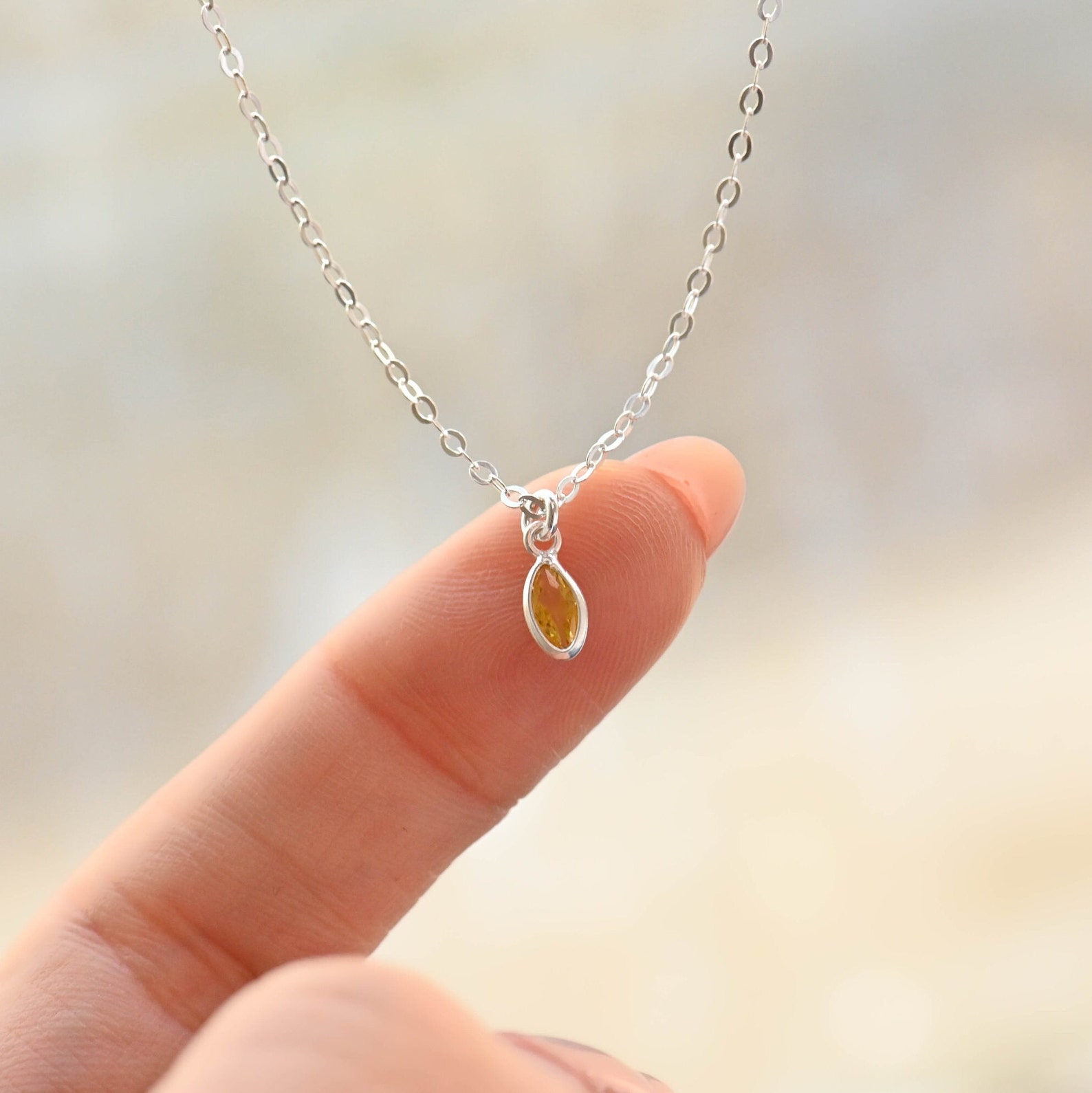 Dainty Tiny Marquise CZ Necklace, Dainty Layering Necklace, 925 ...