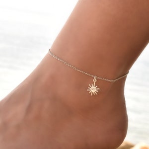 Sun Ankle Bracelet, Sterling Silver Anklet, Anklets for Women, Boho ...