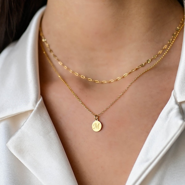 Layered Initial Necklace - Etsy