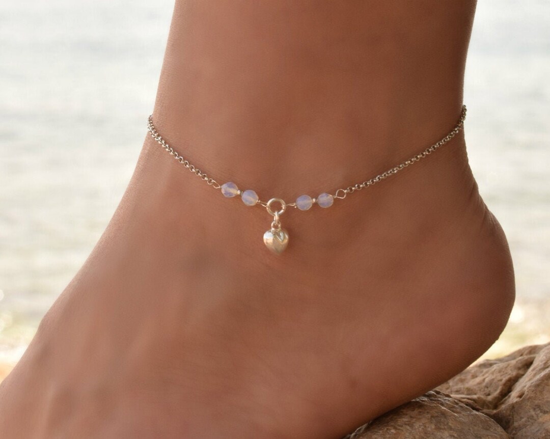 Moonstone Anklet Sterling Silver Anklets for Women Anklet - Etsy