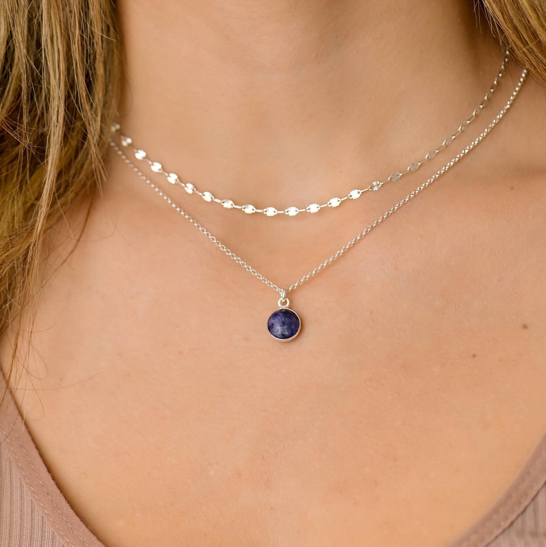 Layered Sapphire Blue Stone Necklace Set, Sapphire Necklaces for Women ...