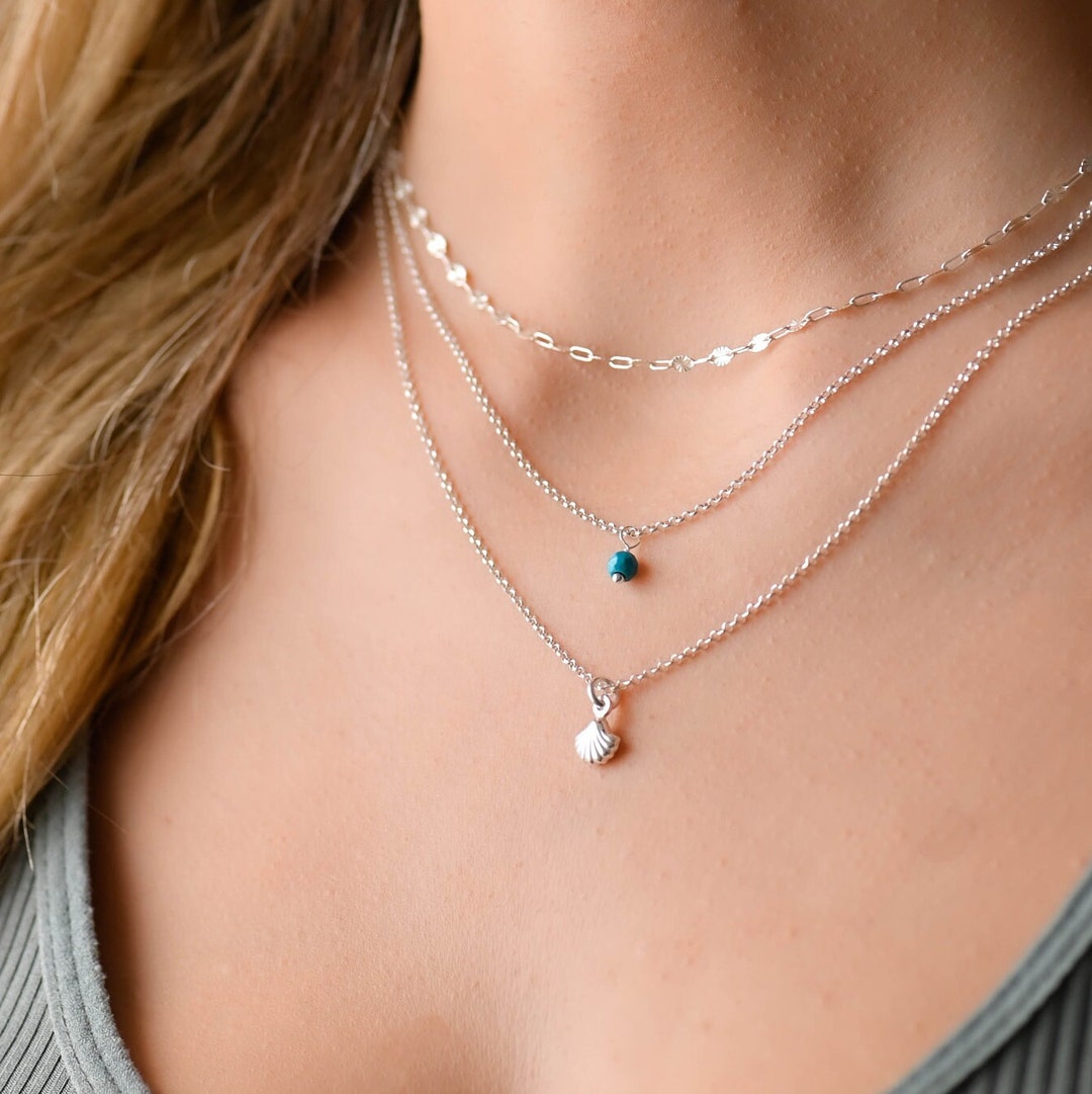 Layered Silver Multi Chain Necklace Set, Silver Multi Strand Necklace ...