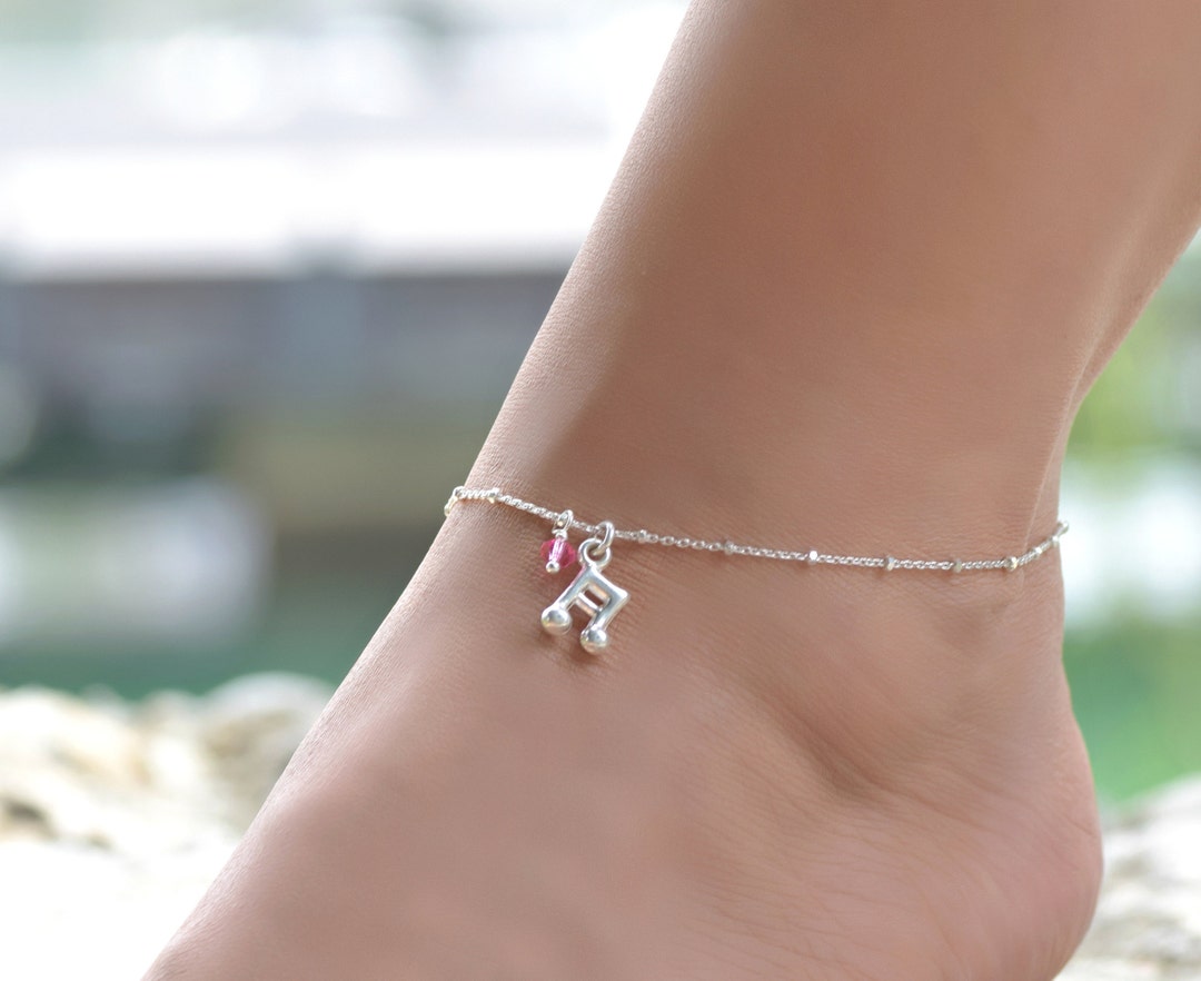 Music Note Anklet, Silver Anklets for Women, Anklet, Ankle Bracelet for ...