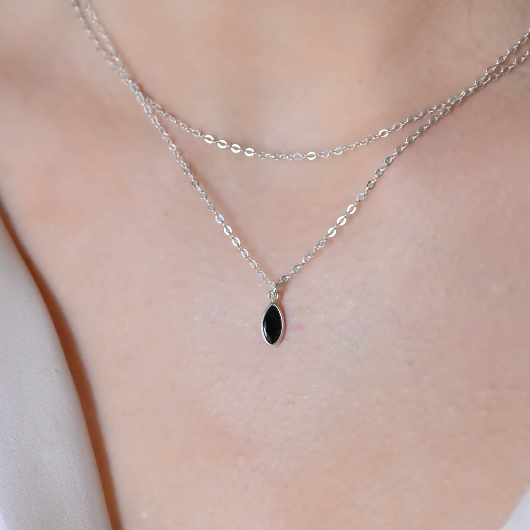 Dainty Double Layer Silver Necklace, Layered Silver Necklace Set ...