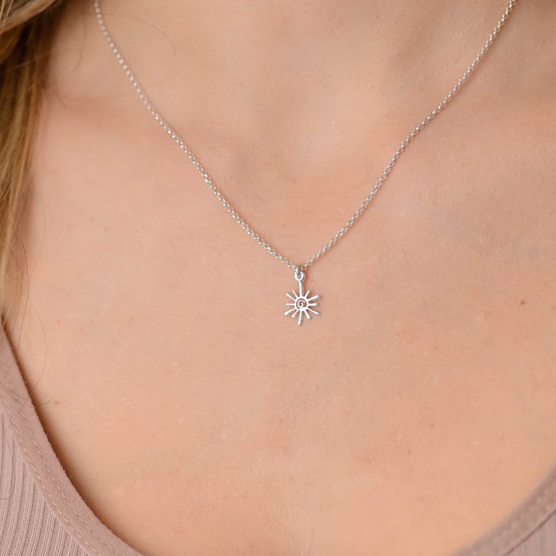 Double Layer Chain Silver Sun Necklace, Sun Necklace for Women, Layered ...