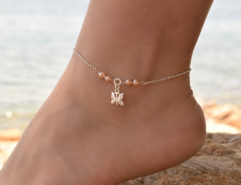 Butterfly Anklet Sterling Silver Anklets For Women Dainty Etsy