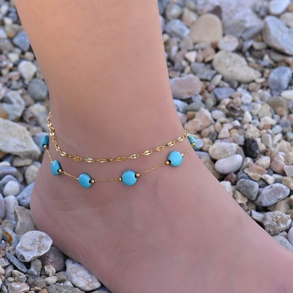 Turquoise Anklet - Etsy