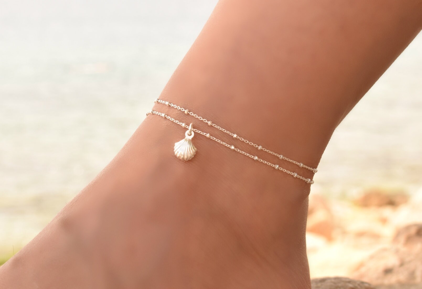 Shell Anklet Sterling Silver Anklets for Women Anklet | Etsy