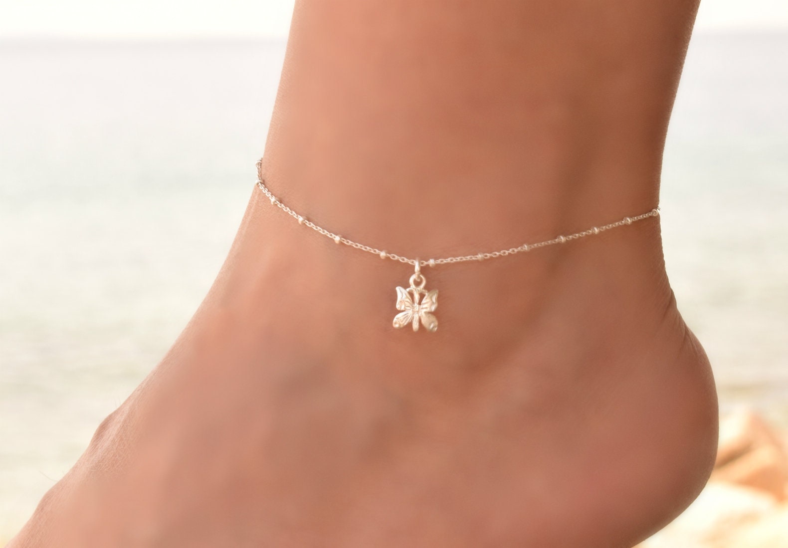 Boho Anklets for Women, Dainty Chain Anklet, Butterfly Anklet, Sterling ...
