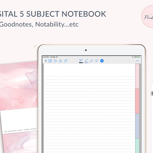Digital Notebook 5 Subject Notebook Goodnotes Template - Etsy