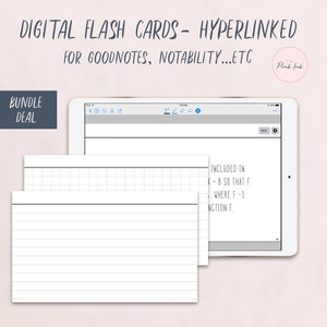 Lined Grid Digital Flash Cards, Hyperlinks, Flash Cards for Goodnotes ...