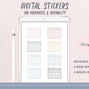 Digital Calendar Stickers for Goodnotes, Calendar Stickers Pack ...