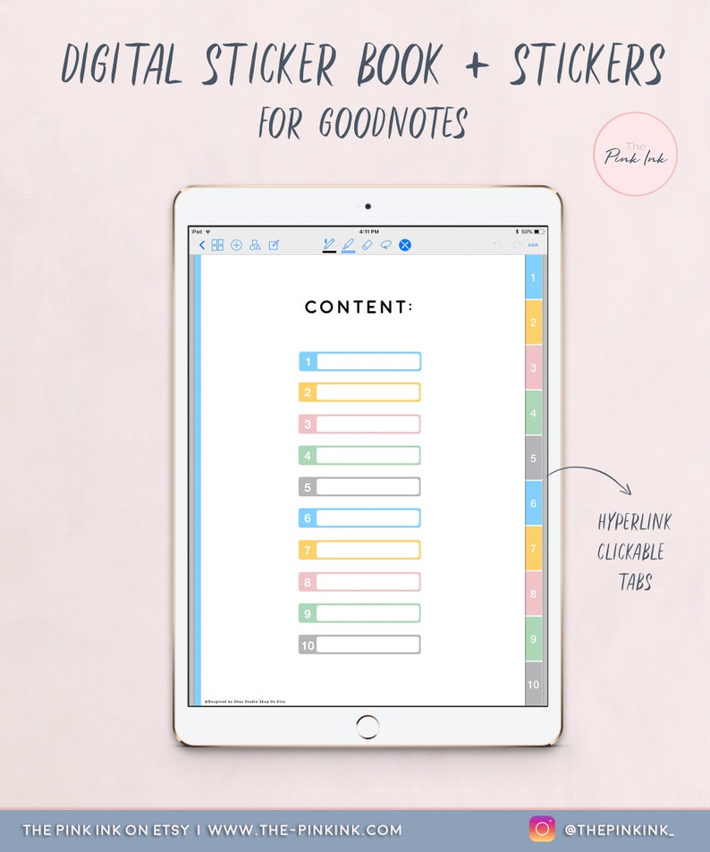 Digital Sticker Book Planner for Goodnotes, Customizable Goodnotes ...
