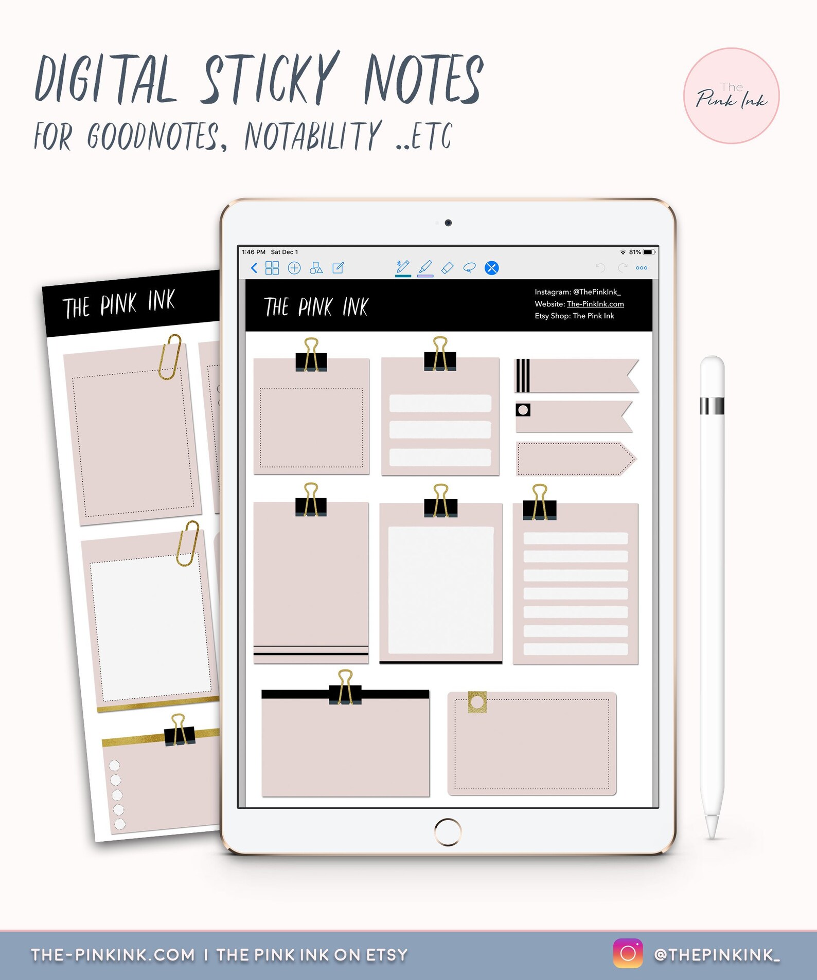 Digital Sticky Notes Digital Stickers Pack PNG Individual | Etsy