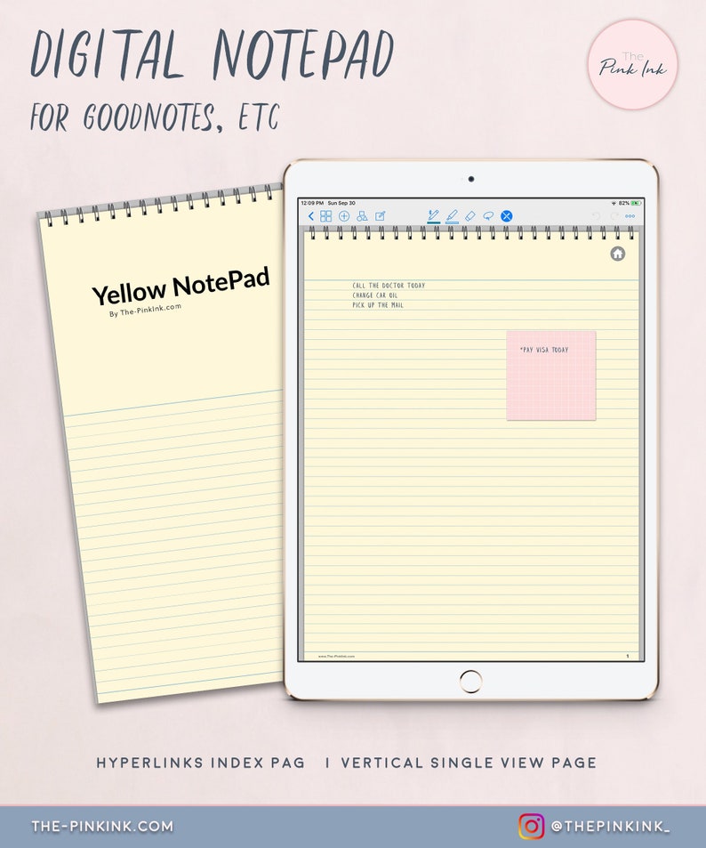 Digital Notepad Yellow Paper Lined Note Pad Digital - Etsy