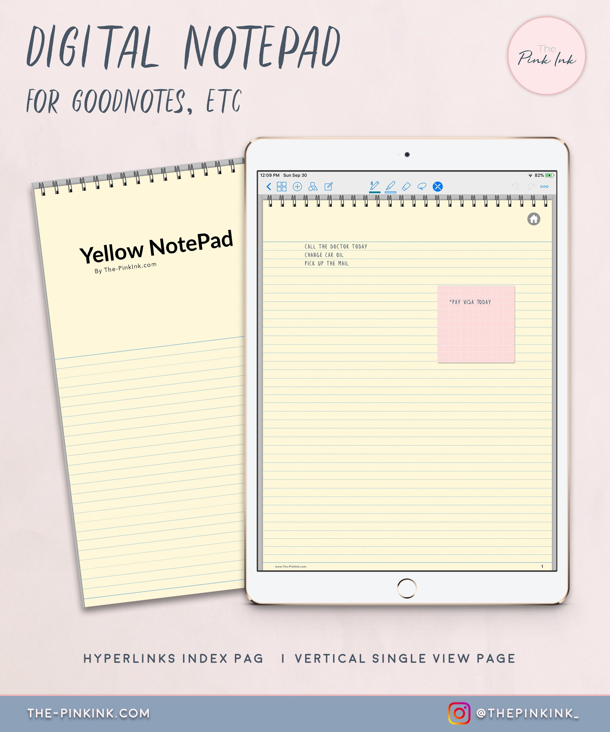 Digital Notepad Yellow Paper Lined Note Pad Digital - Etsy