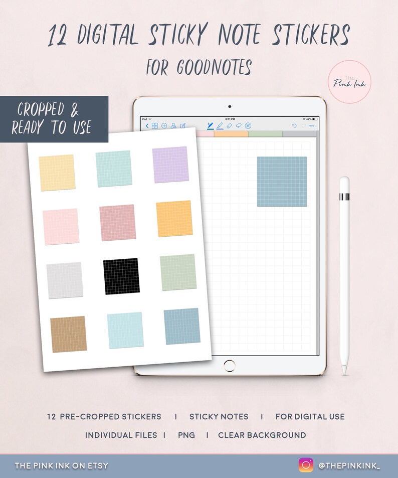 Digital Organization Stickers, Sticky Notes, Stickers Pack, iPad Tablet ...