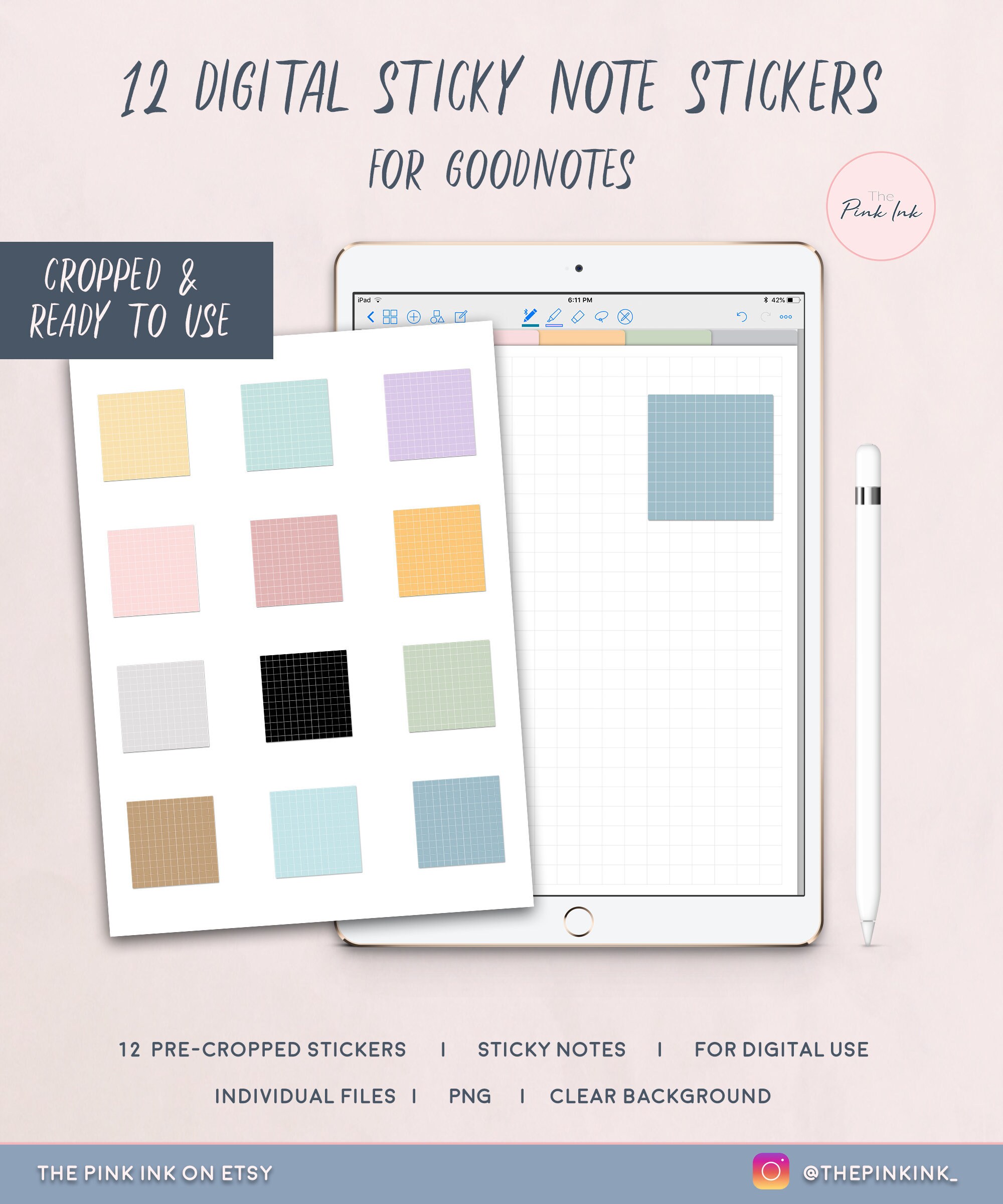 Digital Organization Stickers, Sticky Notes, Stickers Pack, iPad Tablet ...