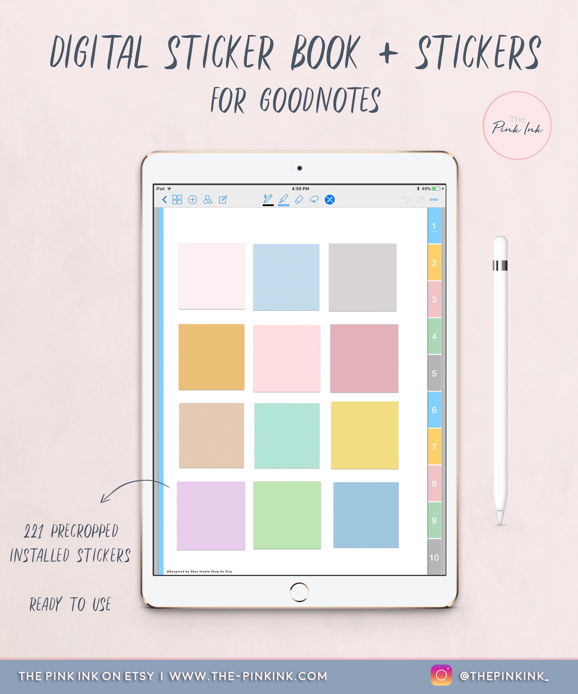 Digital Sticker Book Planner for Goodnotes, Customizable Goodnotes ...