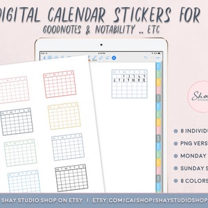 Digital Calendar Stickers for Goodnotes, Calendar Stickers Pack ...