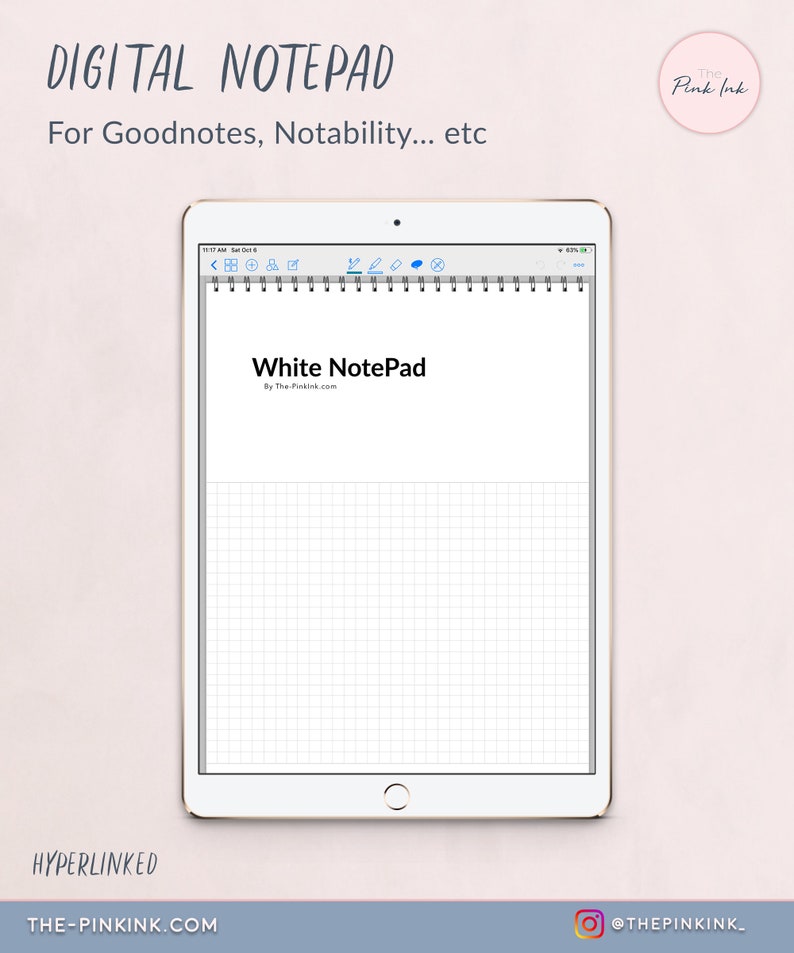 Digital Notepad White Paper Grid Note Pad Digital Notebook - Etsy