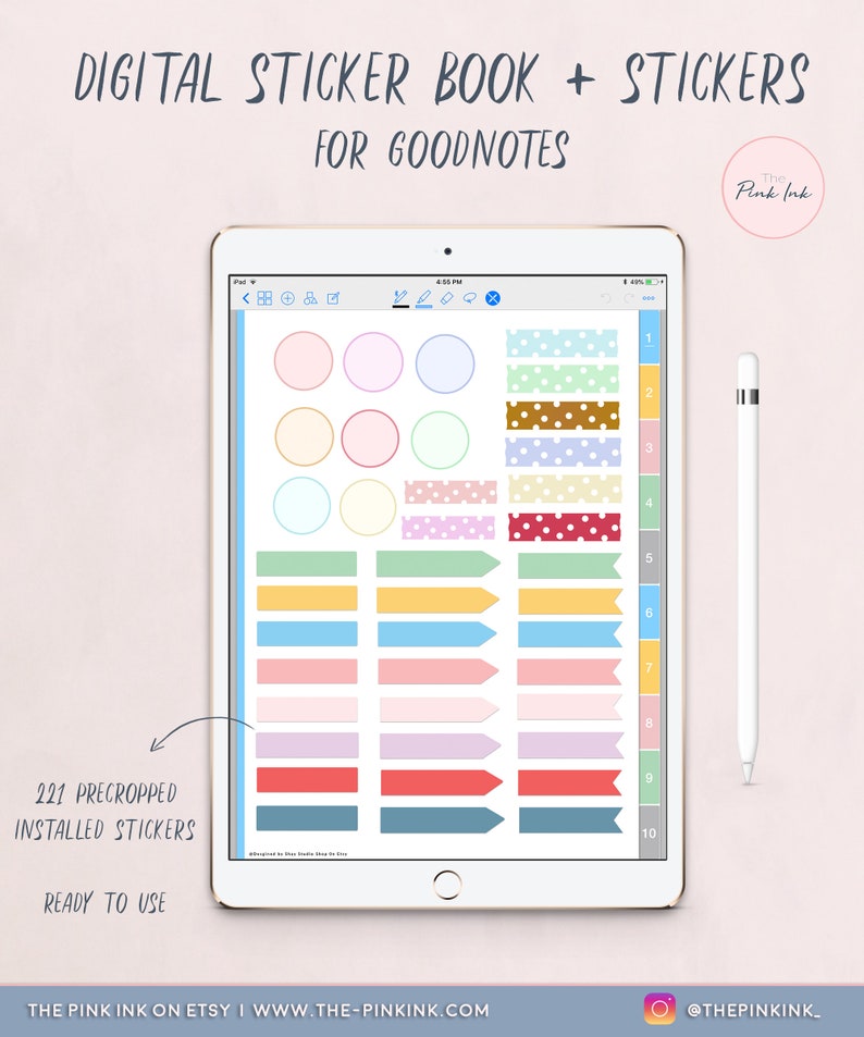 Digital Sticker Book Planner for Goodnotes, Customizable Goodnotes ...