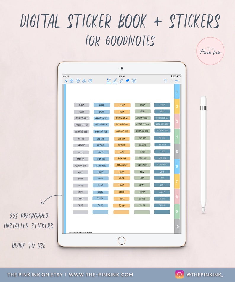 Digital Sticker Book Planner for Goodnotes, Customizable Goodnotes ...