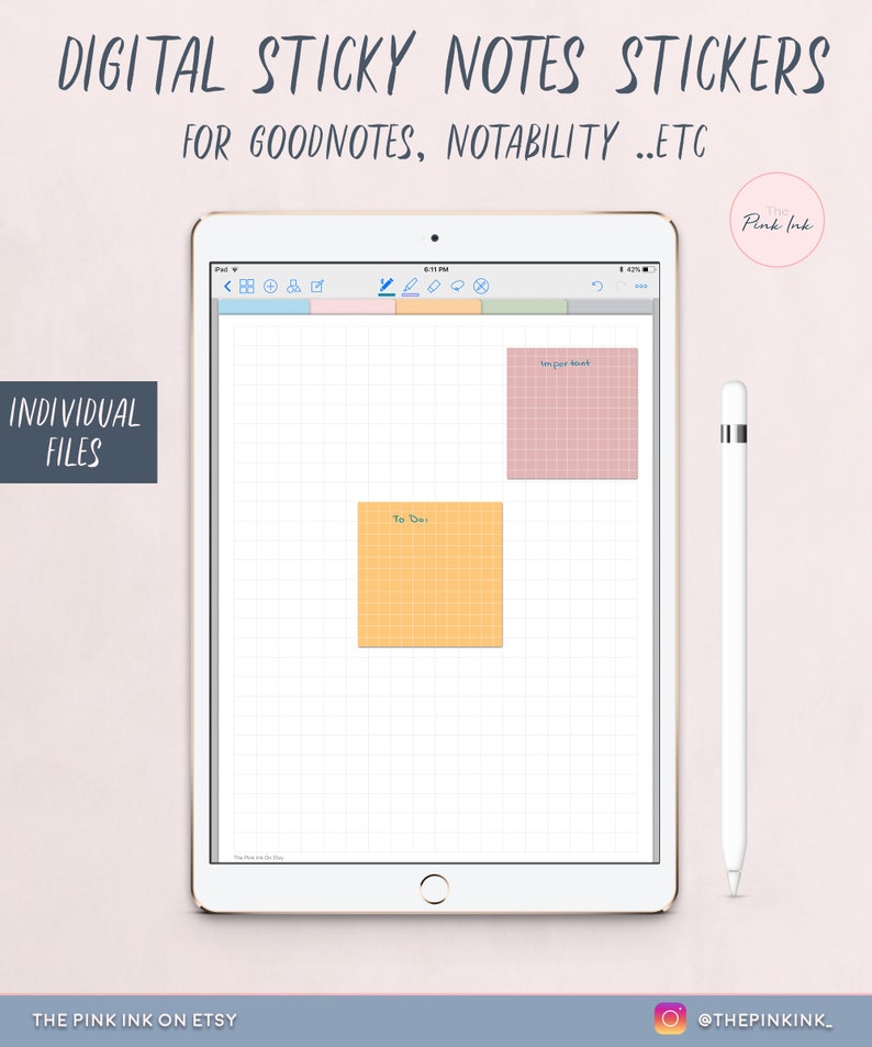 Digital Organization Stickers, Sticky Notes, Stickers Pack, iPad Tablet ...