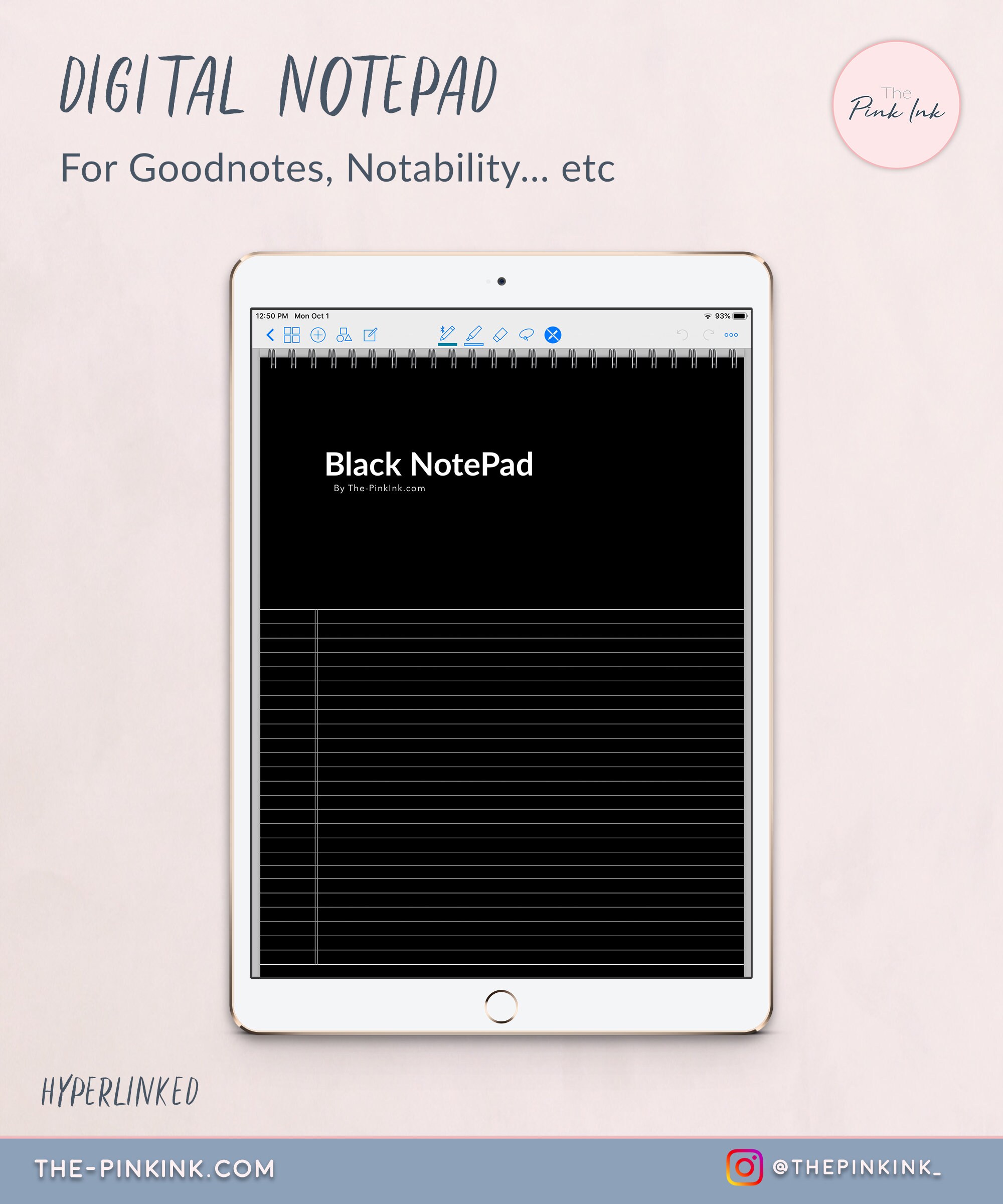 Black Digital Notepad Yellow Paper Lined Note Pad Digital Notebook ...