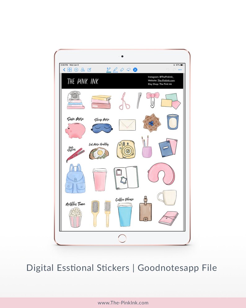 Digital Water Color Stickers Digital Sticker Pack Planner - Etsy