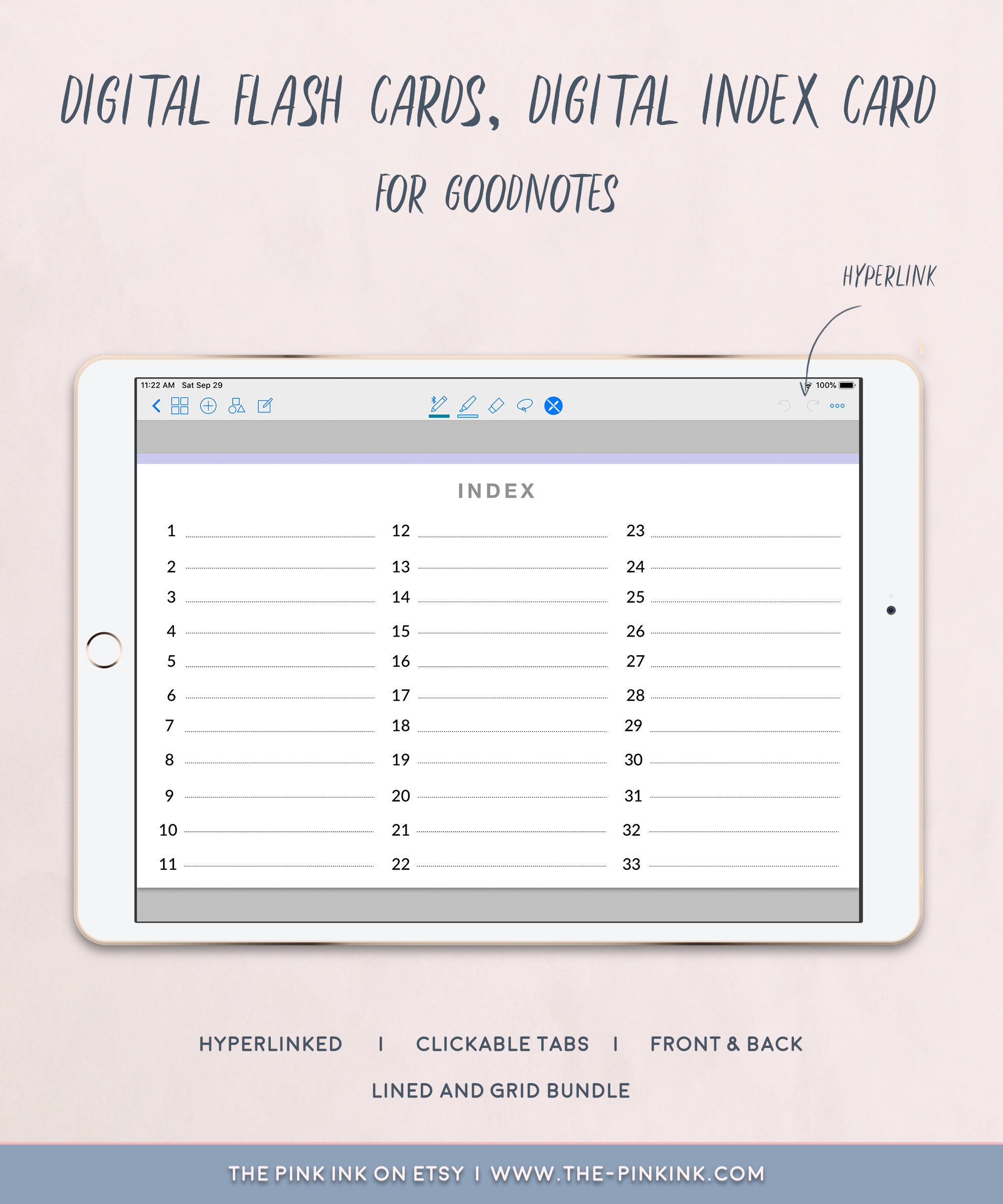 Purple Digital Flash Cards, Hyperlinks, Flash Cards for Goodnotes ...