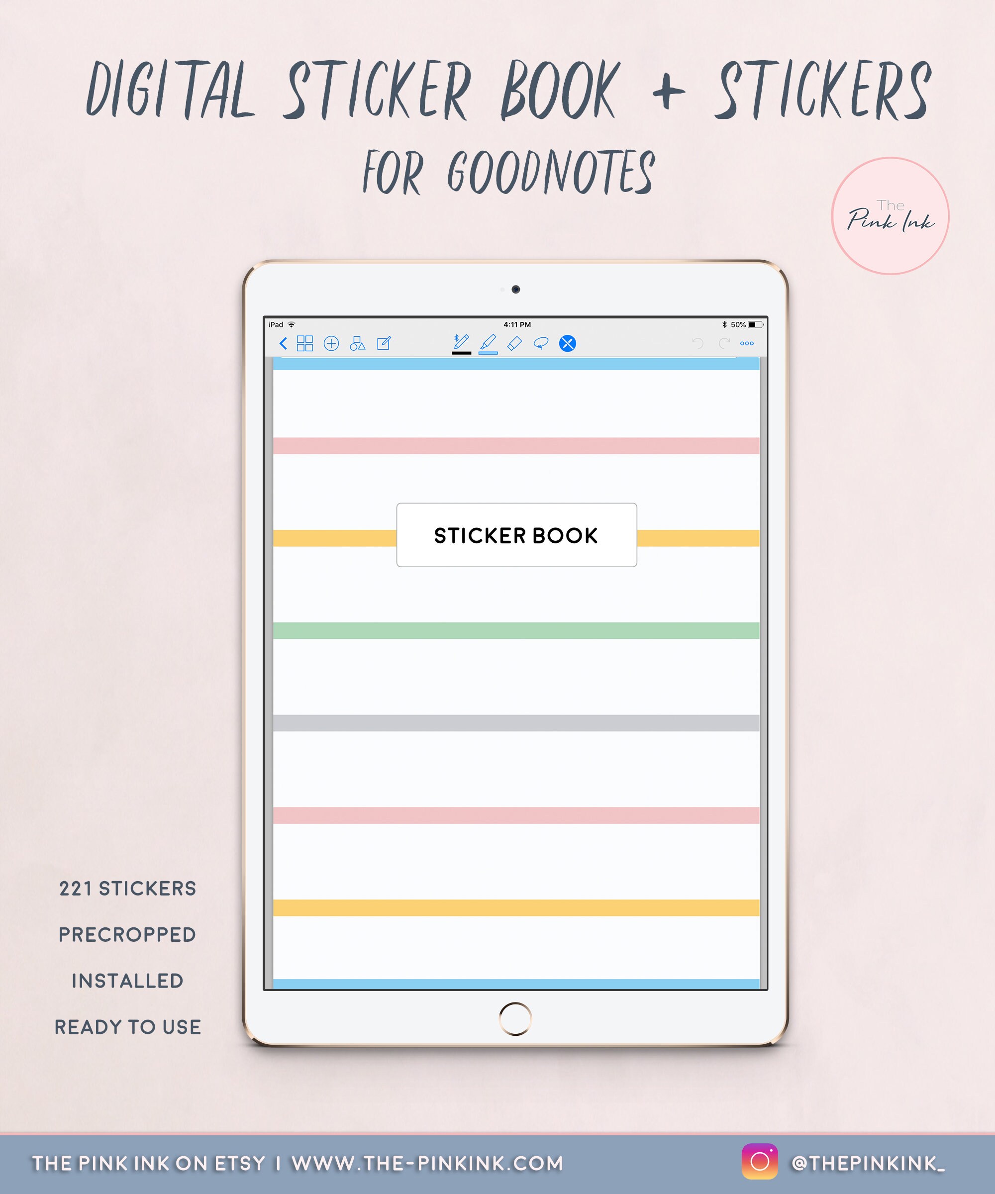 Digital Sticker Book Planner for Goodnotes, Customizable Goodnotes ...