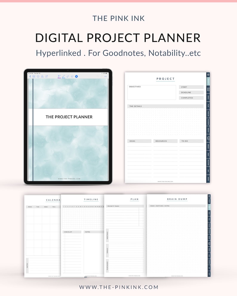 Digital Project Planner Productivity Planner Work Planner Goal Planner ...
