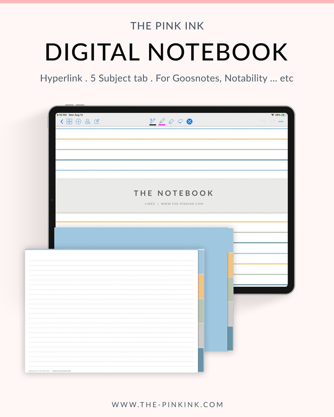Student Digital Notebook for Goodnotes Subject Notebook Template ...