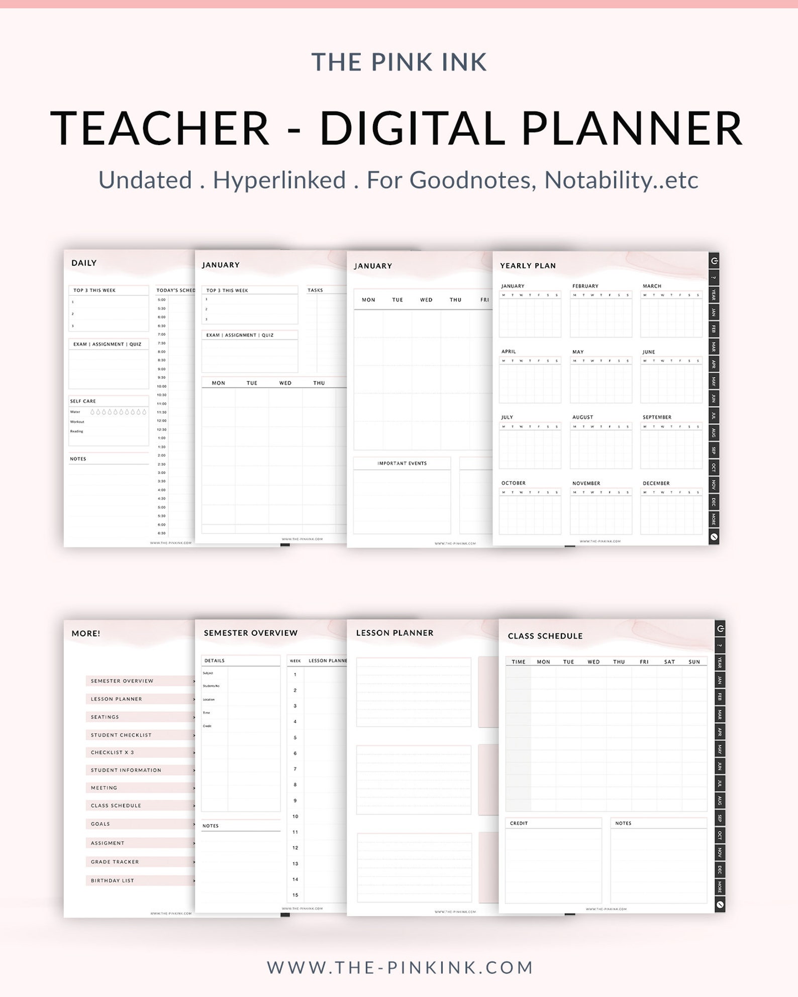 Teacher Planner Undated Planner Templates Goodnotes School - Etsy Canada