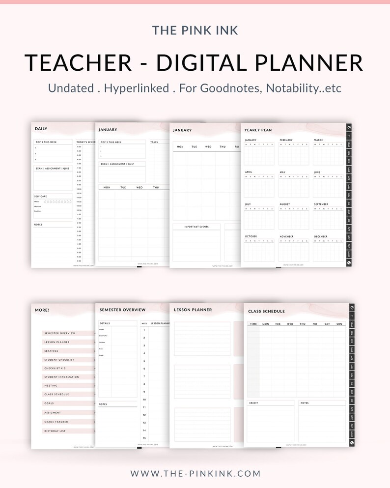 Teacher Planner Undated Planner Templates Goodnotes School - Etsy Canada
