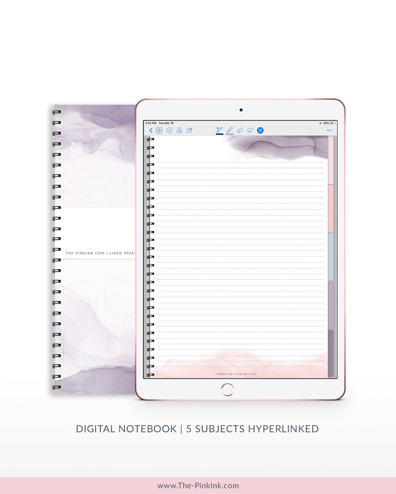 Digital Notebook, 5 Subject Notebook Goodnotes Template, Hyperlinks ...