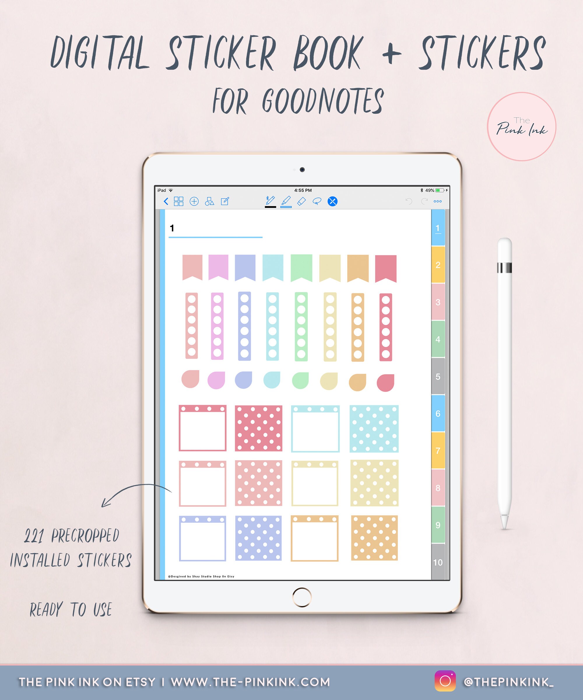 Digital Sticker Book Planner for Goodnotes, Customizable Goodnotes ...